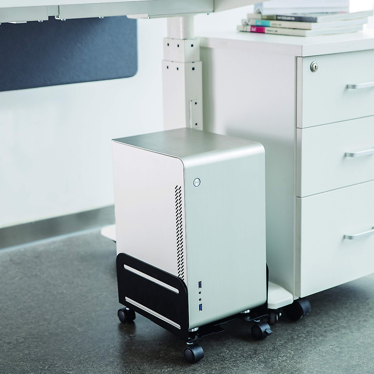 HumanCentric PC Stand – Computer Tower and CPU Stand Cart | Adjustable and Mobile PC Holder with Wheels