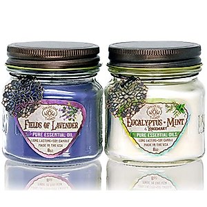 Way Out West Candles Aromatherapy Candle Gift Set for Mom | Long Lasting Soy Wax | Eucalyptus Mint & Lavender Essential Oil | Jar 2 Pack Handcrafted in USA