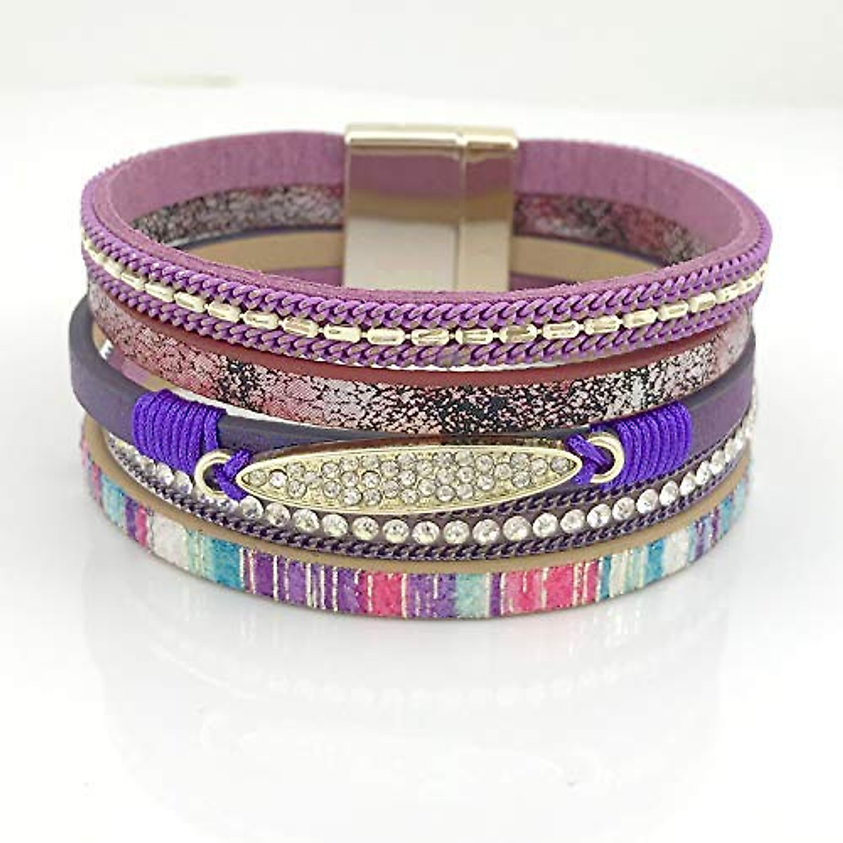 Inspirational Tree of Life Leather Bracelets for Women Boho Jewelry Gifts for Women Wristbands Cuff Bracelet Purple