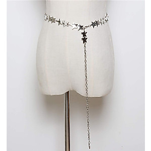 Nanxson Women's Metal Chain Waist Belt Skinny Belt Sweater Jeans Dress Belt (43in,Silver-190)