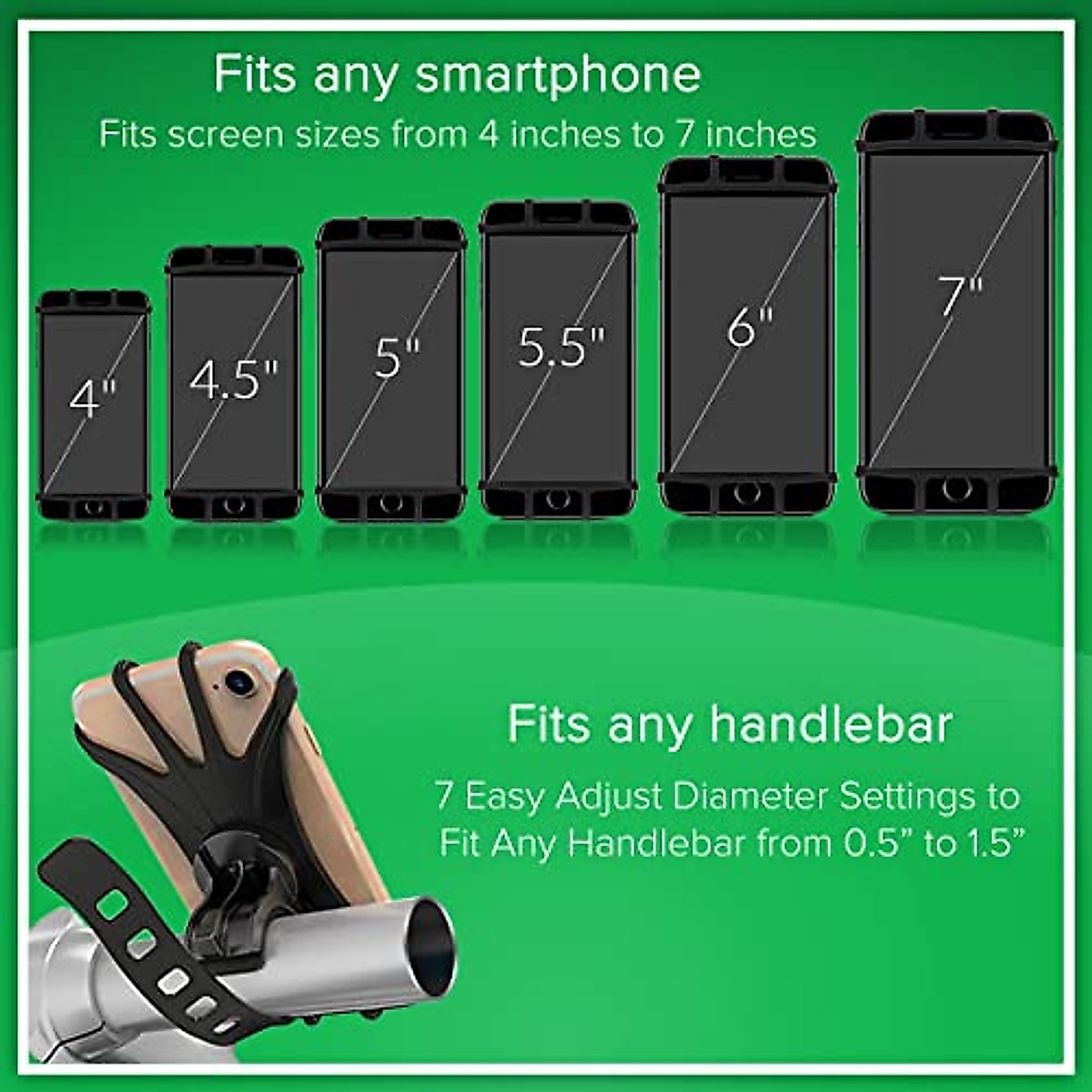 E Tronic Edge Bike Phone Mount - Rotating Cell Phone Holder for Bicycle Handlebar Compatible with iPhone 6 7 8 X 11 12 13 Samsung Galaxy (All-Terrain)