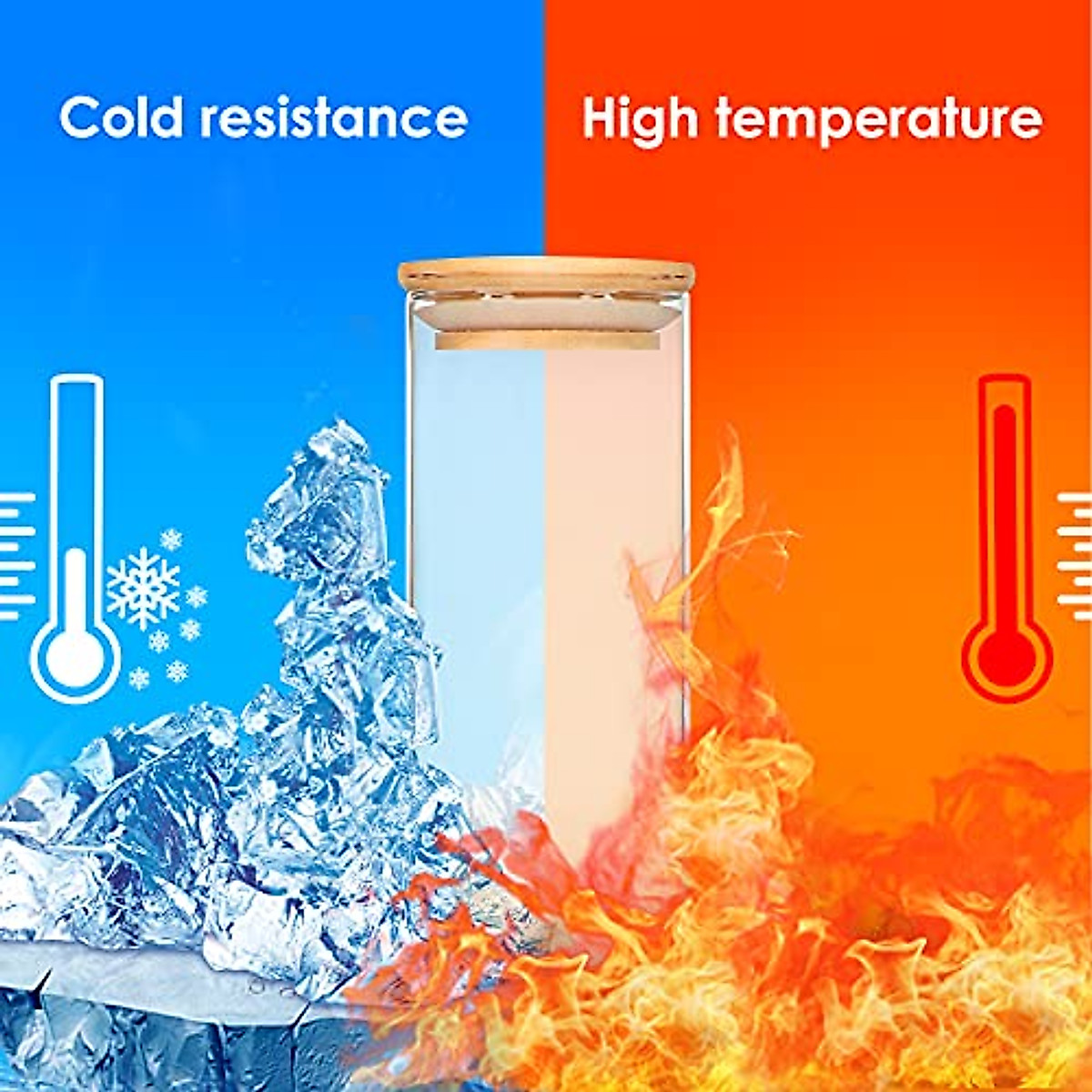 6 oz Glass Jars with Bamboo Lids , Borosilicate Glass Airtight Canisters sets, Glass Food Storage Container, Pantry Organization and Storage Jars, Kitchen Canisters Sets, Spice Jars of 15