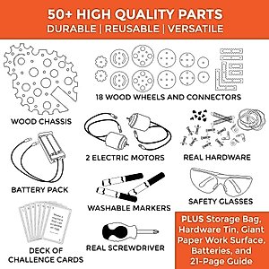 Tinkering Labs Robotics Engineering Kit | Designed by Scientists in USA | 50+ Parts | 10+ STEM Projects For Kids 8-12 | Learn Electronics, Science | Grow Creativity, Grit | Great DIY Inventor Toy Gift