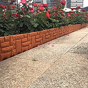 Garden Edging Set Plastic Fence, Imitation Stone Fence, Garden Edging Border Imitation Stone Brick, for DIY Decorative Patios Lawn Paths Landscape Walkways Flower Beds Border-10pcs