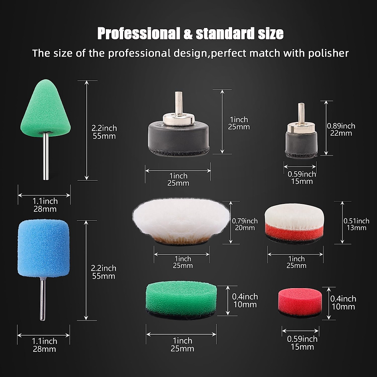 Mini Buffing Polishing Pads, 16Pcs Mini Detail Polisher Pads Use On Rotary Tools,Cordless Electric Drill, Mini Polisher Tool for Tight Area Detailing Polishing Waxing and Sealing Glaze -HTDEPMIXUS