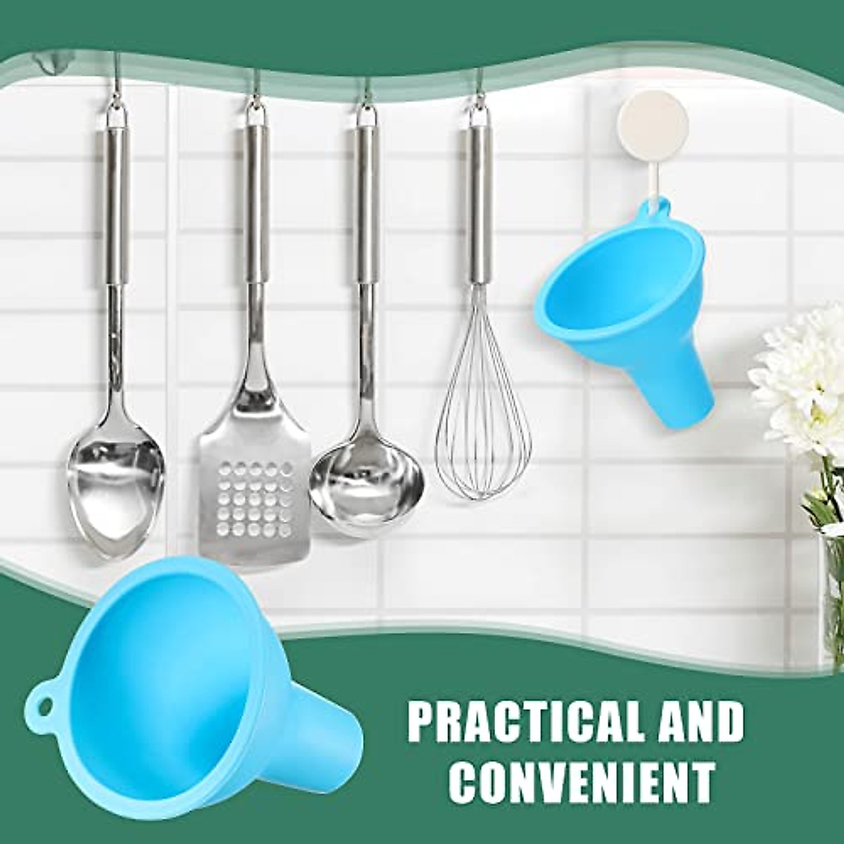 Silicone Funnels 4 Pieces Wide Mouth Funnel Flexible Condiment Funnel Sauce Funnel Canning Funnel Set for Home Restaurant Kitchen Squeeze Bottles Jars Cans, 3.2 x 1 Inch(Mixed Colors)