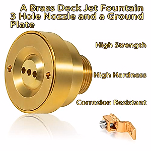 Deecaray Swimming Pool Spa Brass Deck Jet Fountain 3 Hole Nozzle with Ground Lug,Suitable for All Occasions of Fountains,Landscapes and Gardens