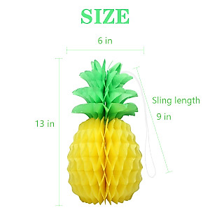 9 Pcs 14 Inch Pineapple Decorations for Tropical Flamingo Party Summer Hawaiian Luau Party Pineapple Honeycomb Tissue Centerpieces for tables Hanging Decorations Favors