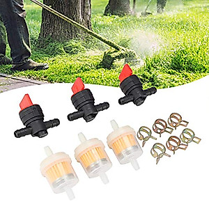 Aqur2020 G1/4 Gas Tank Shut Cut Off Valve Pump Filter Clamp Gas Kit for Garden Brush Cutter Lawn Mower Carburetor Strainer Polyester Screen Sediment Trapper System
