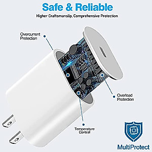 20Watt USB C Fast Charger for 2022/2021/2020/2018 iPad Pro 12.9 inch, iPad Pro 11 inch, New iPad Air 5th/4th, iPad 10th Generation, iPad Mini 6, PD Wall Charger with 6.7Foot USB C to C Charging Cable