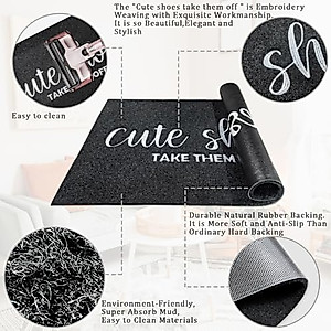 Welcome Mat Outdoor Entryway Cute Shoes Take Them Off Mats for Front Door with Rubber Backing Doormat Indoor Mat Polystyrene Non Slip Natural Mat Black