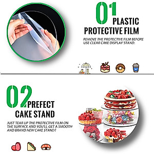 LEPump 2 Pcs Acrylic Fillable Clear Wedding Cake Stands 10 x 4'' and 6 x 4'' Cake Riser Round 2 Tier Cylinder Stand Display Box with Lid Decorative Centerpiece for Party Birthday