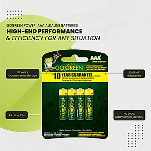 Go Green AAA Alkaline Battery 4-Pack