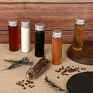 TOBWOLF 12PCS 50ml / 1.7oz Glass Spice Jars, Transparent Spice Containers with Aluminum Lids, Seasoning Storage Bottle Spice Bottles, Glass Seasoning Jars for Home Kitchen, Outdoor Camping, Gardening