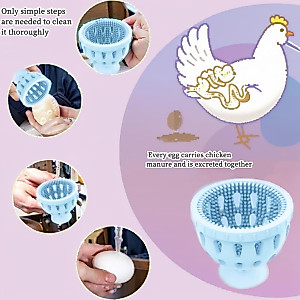 Egg Washer for Fresh Eggs, Silicone Egg Cleaner for Fresh Eggs, Reusable Egg Scrubber for Fresh Eggs, Multifunctional Vegetable/Egg Brush, Simple and Convenient, Easy to Clean(2 Pack, Brown)