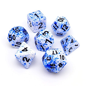 Haxtec DND Dice Set 7PCS Blue Speckled Polyhedral D&D Dice for TTRPG Dungeons and Dragons-Blue Blood