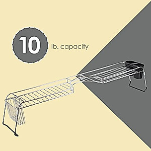 Home Basics Over Sink Shelf, (Chrome) Steel Over The Kitchen Sink Organizer for Soap, Sponges, Scrubbers, and More | with Cutlery Holder