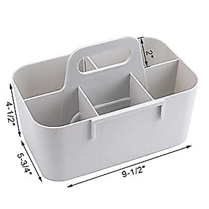 Jucoan 2 Pack Plastic Portable Storage Organizer Caddy Tote, Stackable 5 Slots Divided Basket Bin, Wall Mounted Makeup Organizer Caddy for Bathroom, Dorm Room (Beige, 9.5X 5.75 x4.5 Inch)