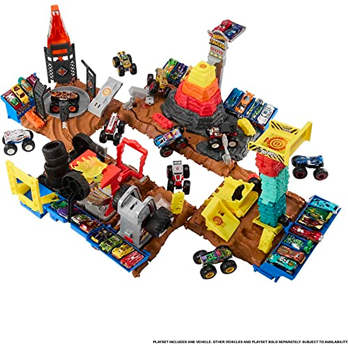 Hot Wheels Arena Smashers 5-Alarm Fire Crash Challenge Playset, 5-Alarm Toy Truck in 1:64 Scale & Crushable Car