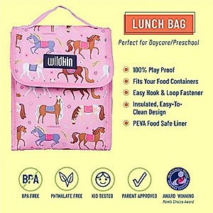 Wildkin 15 Inch Kids Backpack Bundle with Lunch Bag (Horses)