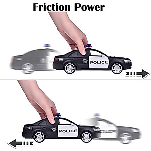 Liberty Imports Toy Police Car with Light & Sounds – Friction Powered Plastic Patrol Cop Play Vehicle with Openable Doors for Kids