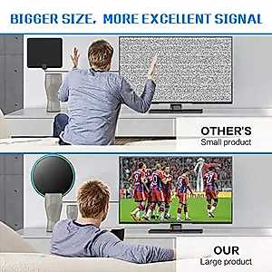 TV Antenna, Indoor Digital HDTV Television Antenna Freeview 4K 1080P HD VHF UHF for Local Channels 130 Miles with Amplifier Support All TV 16.5 feet Cable