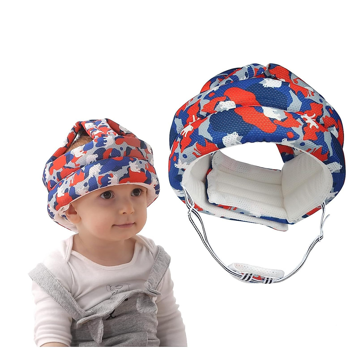 Baby Safety Helmet Infant Toddler Breathable & Adjustable Head Cushion Bumper Bonnet for Running Walking Crawling with Soft Knee Pads (Candy Colors)