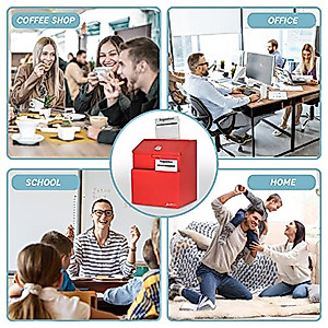 Adir Wall Mountable Steel Suggestion Box with Lock - Donation Box - Collection Box - Ballot Box - Key Drop Box - Safe Storage Box with 25 Suggestion Cards (Red)