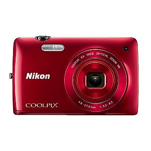 Nikon COOLPIX S4300 16 MP Digital Camera with 6x Zoom NIKKOR Glass Lens and 3-inch Touchscreen LCD (Red)