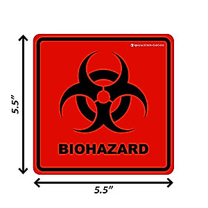 Biohazard Stickers- 5.5" x 5.5" Biohazard Labels (Pack of 10) - UV Coated Label- Biohazard Warning Sign for Labs, Hospitals and Industrial Use Universal Biohazard Symbol by Ignixia