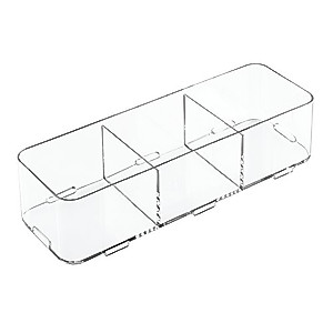 InterDesign Clarity Bathroom Interlocking Divided Drawer Organizer for Cosmetics, Beauty Products, Hair Accessories, Clear, X-Large, 12-inch x 4-inch x 3-inch