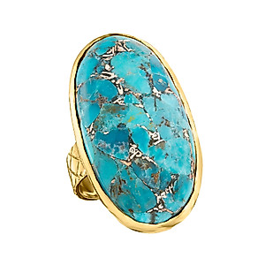 Ross-Simons Mosaic Turquoise Ring in 18kt Gold Over Sterling. Size 8
