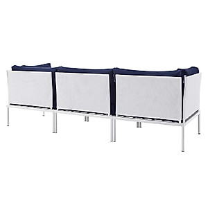 Modway EEI-4967-WHI-NAV Harmony Outdoor Patio Aluminum Sofa, White Navy