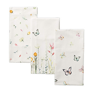 Maison d' Hermine Botanical Fresh Bundle Set 100% Cotton Apron (27.50" by 31.50") Set of 3 Kitchen Towels (20" by 27.5") and Oven Mitt (7.5" by 13")/Pot Holder (8" by 8")