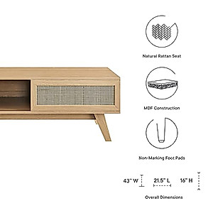 Modway Soma 43" Rattan Coffee Table, Oak