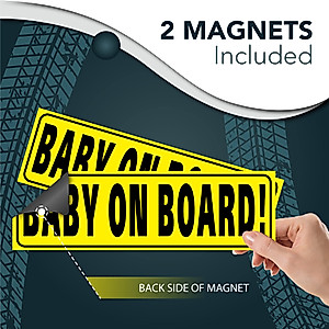 2 PC Baby on Board Car Magnet - 10 x 3 Babies on Board Keep Distance - Be Careful Baby on Board Magnet for Car - Children on Board Magnet for Bumpers