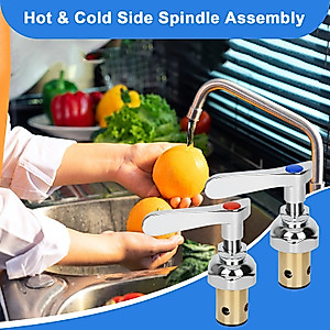 Handle Stem Assembly Replacement Valve Hot & Cold, Brass Spindle Assembly Cartridge Faucet Valve for Kitchen Wall Mount Commercial Faucet
