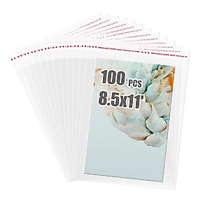 Egofine Self Sealing Cellophane Bags 100 PCS Clear Resealable Sleeves Bags for 8.5x11 Photo Mats (Bag Size:8.67x11.02 inches for 8.5x11 Mats)