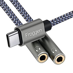 USB Type C to 3.5mm Female Headphone Jack Splitter, Dual Headphone Jack Adapter Compatible with iPad, Samsung S21 S20 S20+ Ultra, Google Pixel 4 3 XL