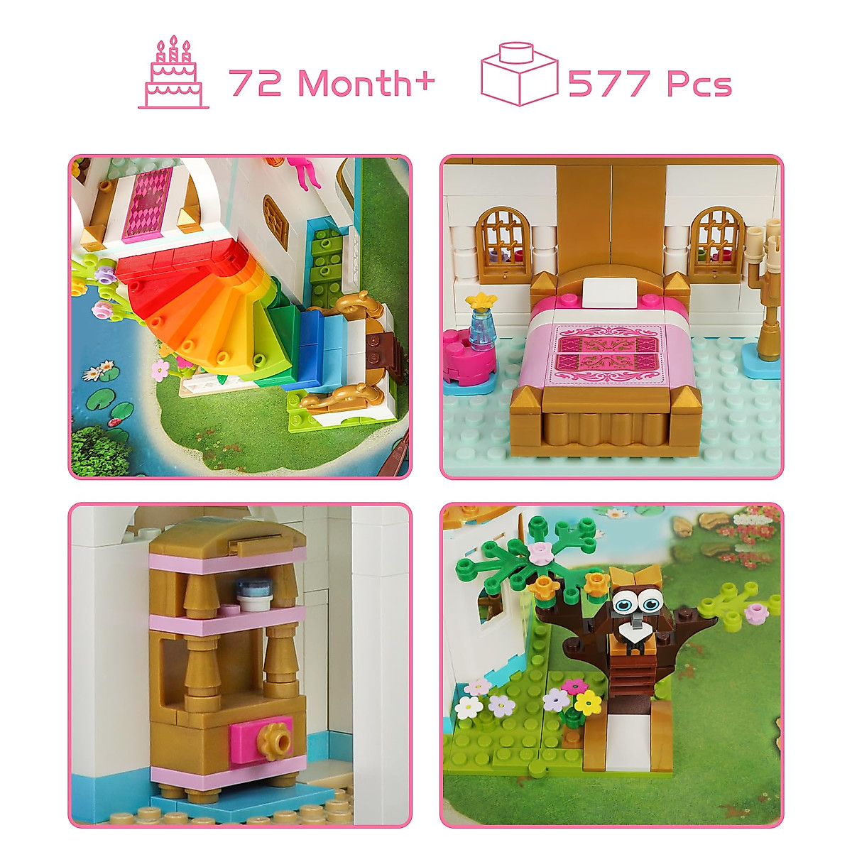 Friends Heartlake Castle Building Blocks Set, Girls Princess Castle Palace Building Bricks Kit, Educational STEM Toy Playset Creative Birthday Gift for Kids, Girls Aged 6+ (577 Pieces)