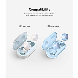 Ringke Case Designed for Galaxy Buds Plus (2020) and Galaxy Buds (2019) Hard PC Case Cover Accessory Upgraded Version with Carabiner - Glossy Red