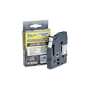 Brother Genuine P-Touch TZE-FA3 Tape, 1/2" (0.47") Wide Fabric Iron-On Tape, Navy Blue on White, Can be Ironed onto Virtually Any Cotton Item, 0.47" x 9.8' (12mm x 3M), Single-Pack, TZEFA3