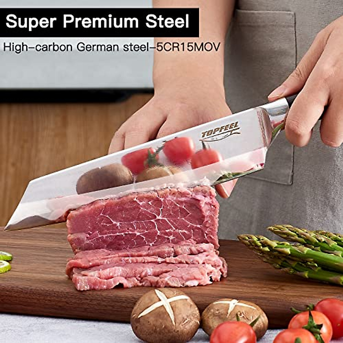 Professional Chef Knife Set High Carbon Stainless Steel Sharp Kitchen Knife Set 3 PCS, Japanese Cooking Knife with Sheath, Knives Set for Kitchen with Ergonomic Wood Handle and Gift Box