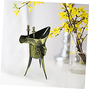 Hohopeti Antique Copper Mug Ancient Drinkware Gift Home Decoration Cup Tea Table Decoration Antique Cup Prop Retro Wine Cup Tripod Office Ornaments Zinc Alloy Chinese Style