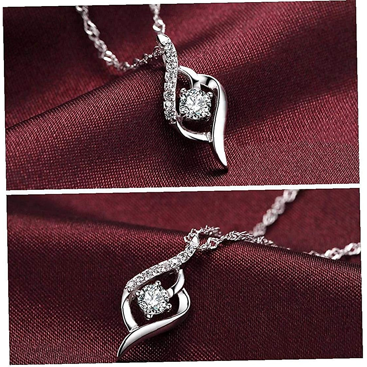 U-M Ladies Necklace Silver Diamond Women Necklace 925 Sterling Silver Statement Crystal Pendant C for Women Fashion Jewelry Accessories Useful