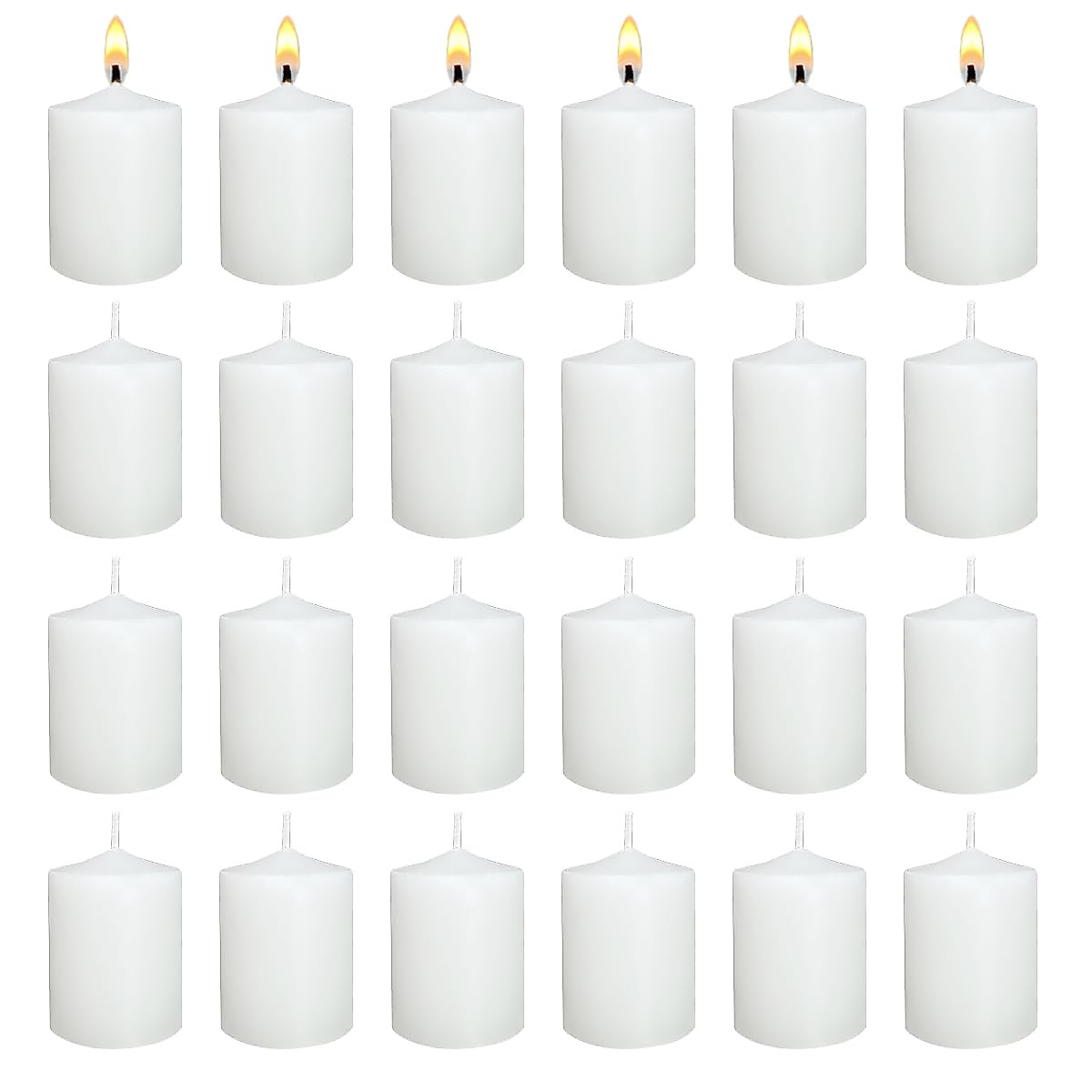 White Votive Candles Long Burn Time Unscented Candles Votives Bulk Pack of 24 Small Pillar Candles
