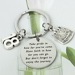 18th Birthday Gifts for Girls Take Pride in How Far You've Come and have Faith Key Chains Best Women Men Happy Eighteen 18th Birthday Keychain