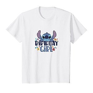 Disney Lilo & Stitch Birthday Girl Stitch Floral Birthday T-Shirt
