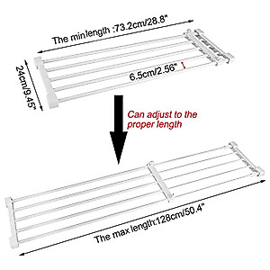 Estink Closet Tension Shelf, Adjustable Telescopic Storage Rack Cupboard Wardrobe Closet Divider Partition Shelf DIY Divider Separator for Kitchen Cupboard Bedroom Bathroom Cabinet Wardrobe, White