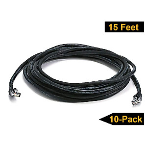 iMBAPrice 15' Cat5e Network Ethernet Patch Cable, 10 Pack, Black (IMBA-CAT5-15BK-10PK)